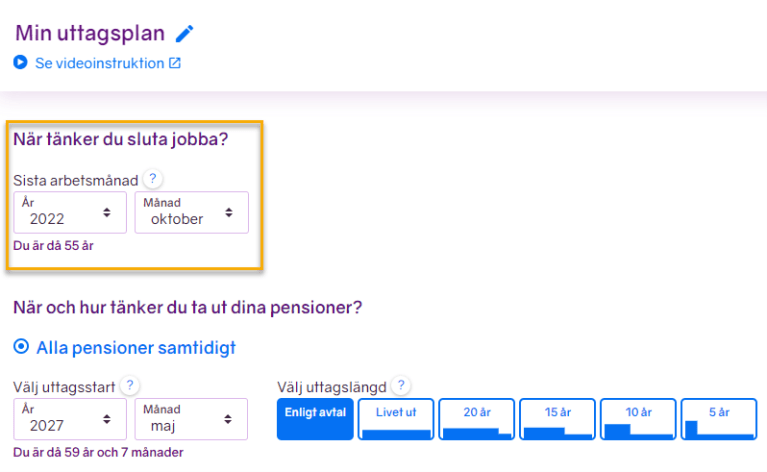 Nyhet på minPension: Simulerar med olika tidpunkter för att sluta ...